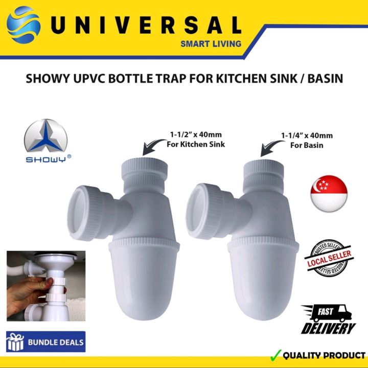[SG SHOP SELLER] SHOWY PVC BOTTLE TRAP FOR KITCHEN SINK 1-1/2Inch x ...