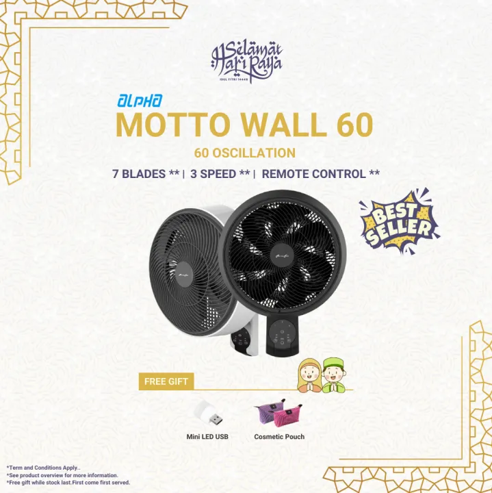 Alpha WF60 Motto Wall Fan 60 / 3 Speed Remote Control | Lazada