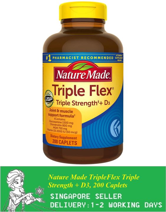 Nature Made TripleFlex Triple Strength + D3, 200 Caplets(Exp:04/2028 ...