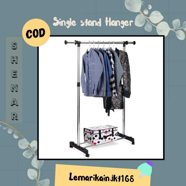 SHENAR COD Stand Hanger Single Rak Serbaguna Dengan 4 roda rak ...