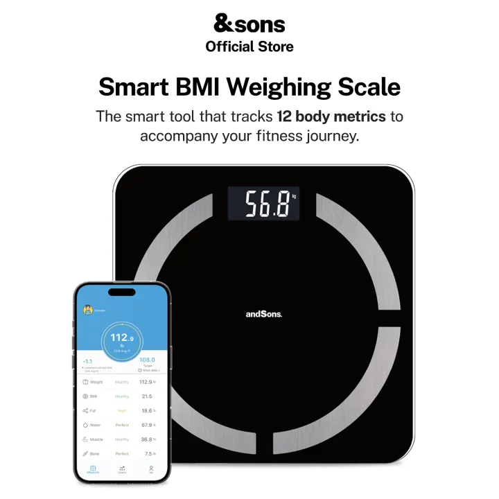Smart BMI Weighing Scale | Track 12 Body Parameters | Weight, BMI, Body ...