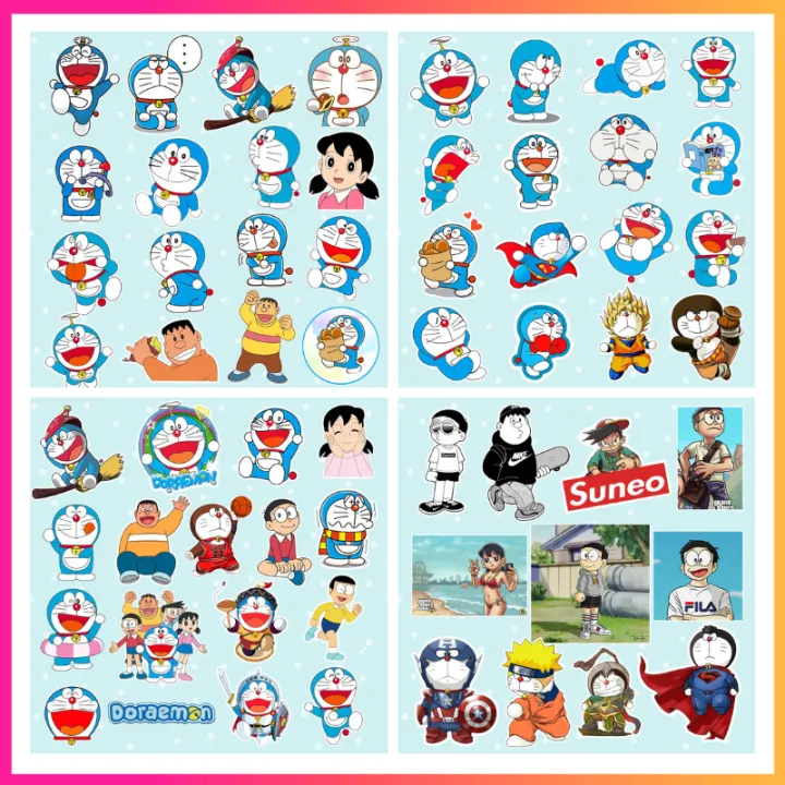 Sticker hoạt hình Conan, Doraemon, Maruko, Shin, One Piece chống nước ...