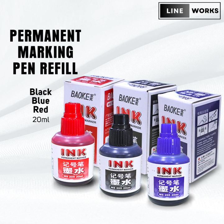 Lineworks - Permanent Marking Pen Refill 20ml Baoke MS 205 Color Black ...
