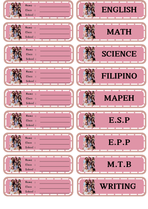 NAME LABEL STICKER WITH SUBJECT LABEL | Lazada PH