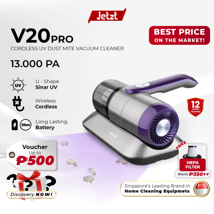 V20 PRO Electric UV Cordless Dust Mite Vacuum Cleaner Low Noise 1kg ...