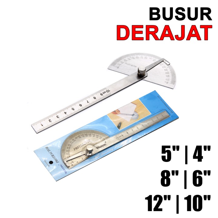 Penggaris Busur Derajat 180° Stainless Steel Sudut Protactor Alat Ukur ...