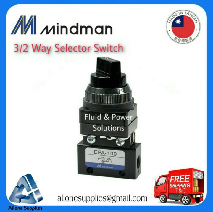 Mindman EPA-109 3/2 Way Selector Valve "Made in Taiwan" Port size: 1/8 ...