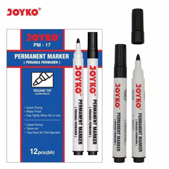 SPIDOL PERMANENT MARKER JOYKO PM-17 1 PACK 12 PCS / SEPIDOL PAPAN TULIS ...