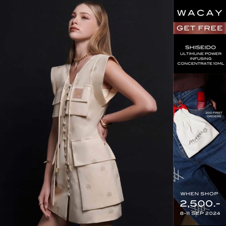 WACAY - Ivy Dress (Monogram) เดรส สั้น ลายโมโนแกรม มี 7 สี | Lazada.co.th