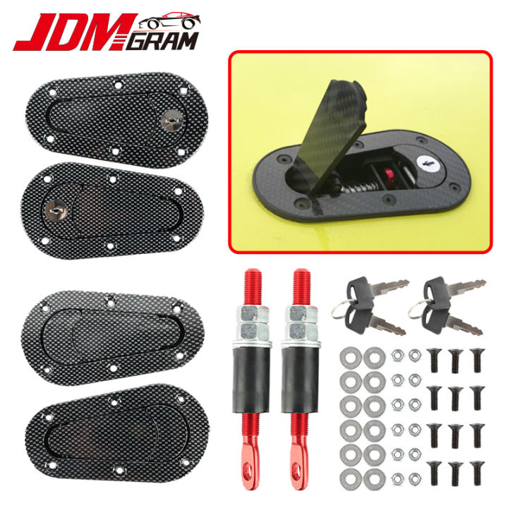 JDMGRAM Carbon Fiber Car Hood Lock Universal Auto Hood Pin Engine ...