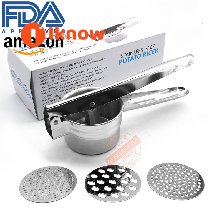 I know Potato Ricer with 3 Interchangeable Discs | Mash Potato Masher ...