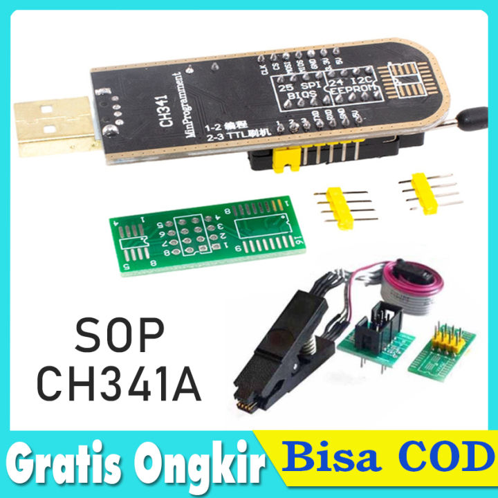 Paket komplit Alat Flash Bios IC Eeprom TV Led USB Programmer Ch341A ...