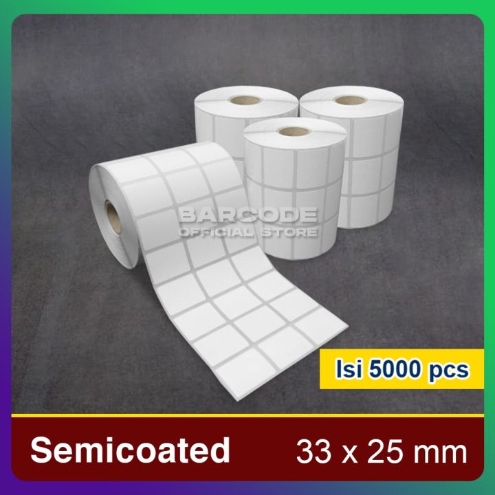 Semicoated 33 X 25 mm Kertas Sticker Label Printer Barcode 3 Line ...