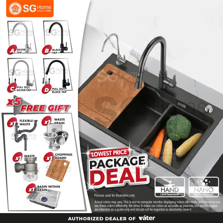 [NEW] Vater 7546 Premium Nano ABCD Sink Package Deals Stainless Steel ...