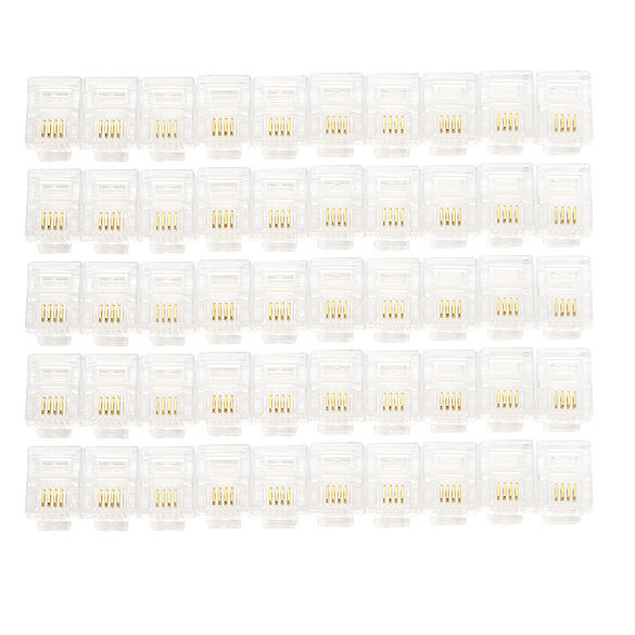 100X 4 Pin RJ11 RJ-11 6P4C Modular Telephone Phone Crystal Plug ...