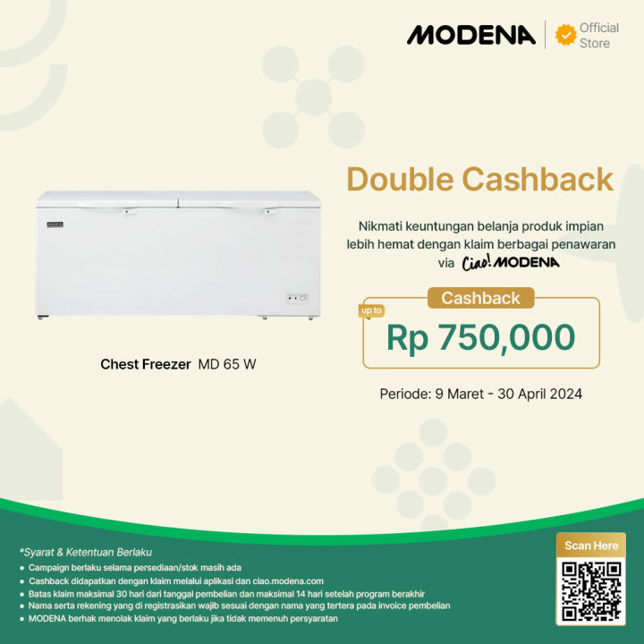 MODENA Chest Freezer - MD 65 W (650 Liter) | Lazada Indonesia