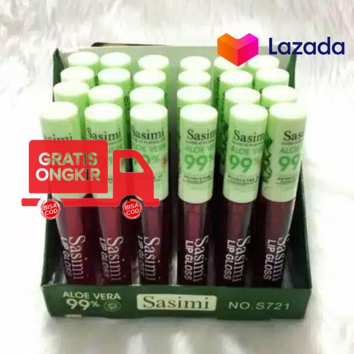 Sasimi Aloe Vera 99% LipTint / LipGloss - 1box isi 24pcs | Lazada Indonesia