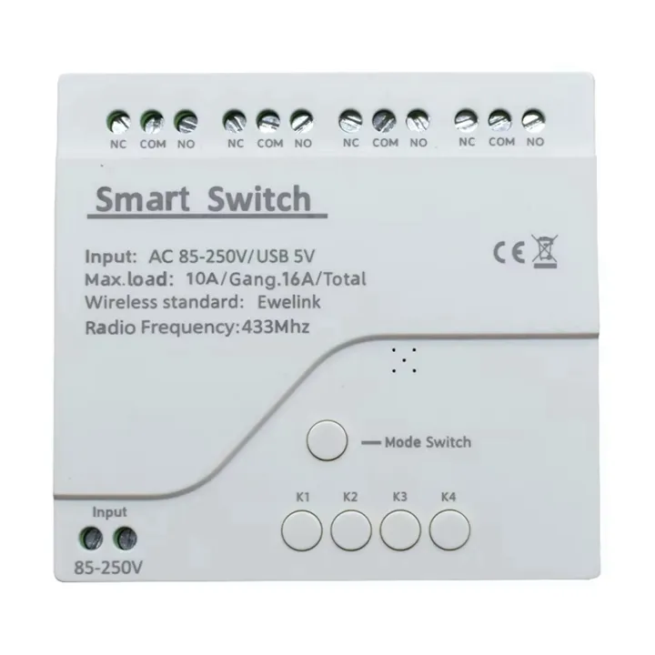 Smart Switch Smart Remote Control Switch Inching Self-Locking RF433 4 ...