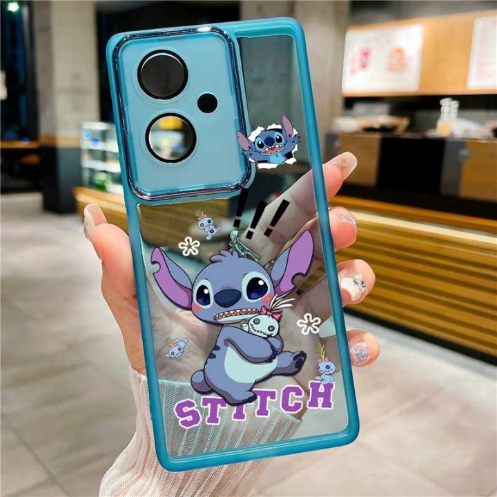 OPPO A79 5G A98 A78 5G A58 A38 A18 A17 A17K Casing Scared Stitch Demon Plated Camera Frame Case ...