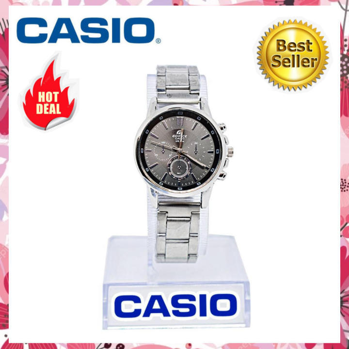 Casio Edifice 3 Chronograph Black Dial Watch for Women(Silver) | Lazada PH
