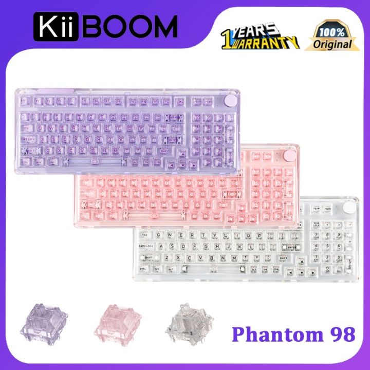 KiiBOOM Phantom 98 Transparent Mechanical Keyboard Acrylic three mode ...