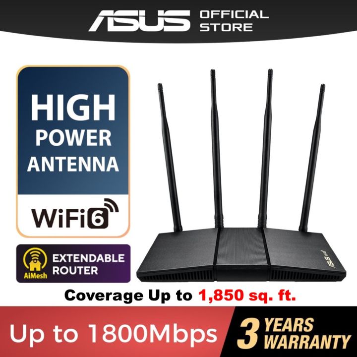 ASUS WiFi 6 Router AX1800 High Power RT-AX1800HP Dual Band Mesh AiMesh ...