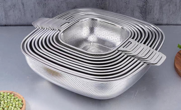 Stainless Steel Double Handle Food Strainers Square Shape Design ...