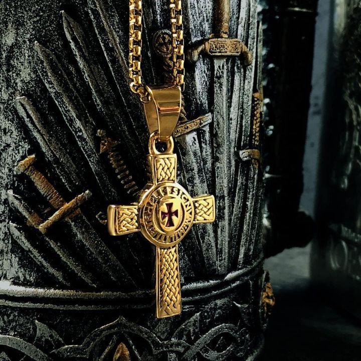 Peut Knights Templar CROSS จี้คอสำหรับผู้ชายสแตนเลส VINTAGE CRUSADER ...