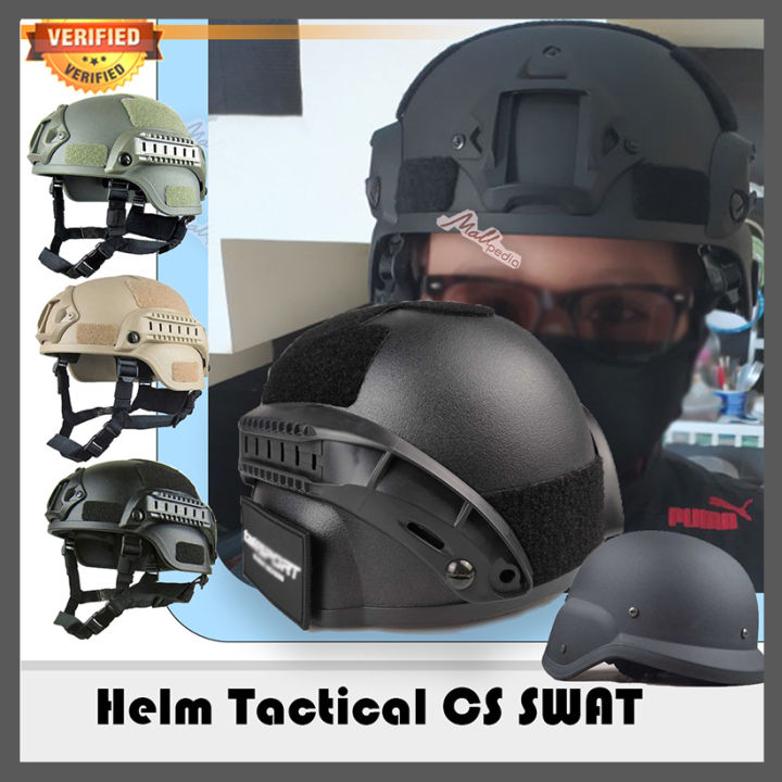 【จัดส่งจากกรุงเทพฯ】หมวกกันน็อค ทหาร ยุทธวิธี Tactical Swat CS สายรัดABS ...
