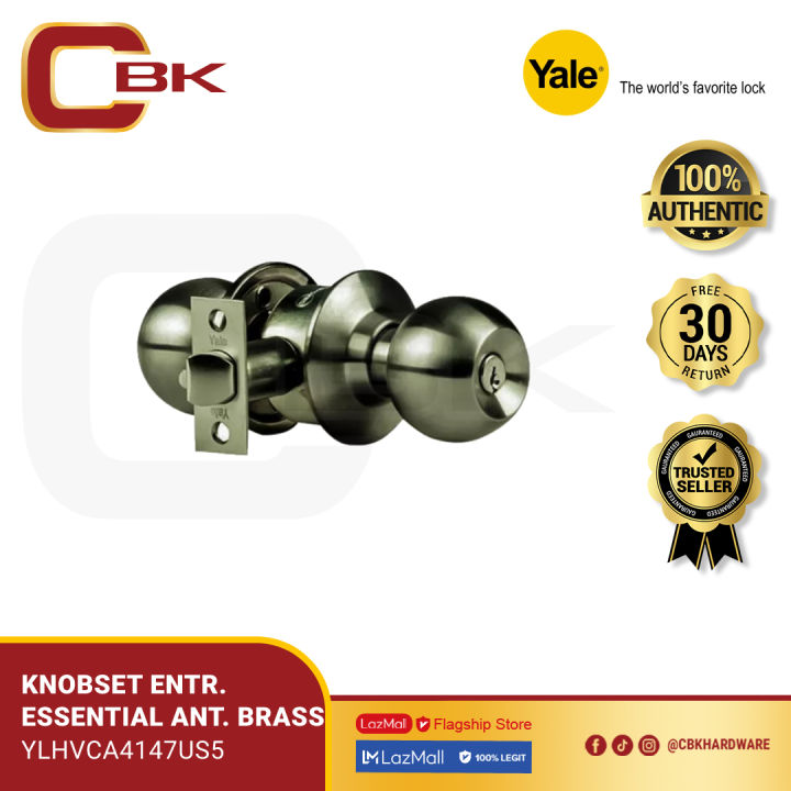Yale VCA 4147 US5 Essential Series Entrance Knobset (Antique Brass ...