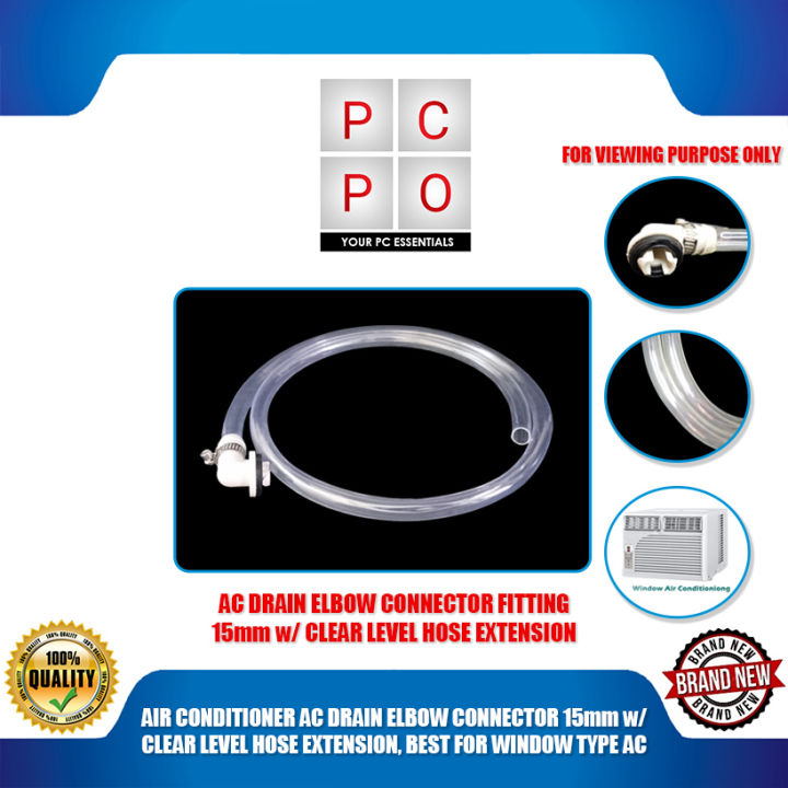 PC PO AIR CONDITIONER AC DRAIN ELBOW CONNECTOR 15mm w/ CLEAR LEVEL HOSE ...