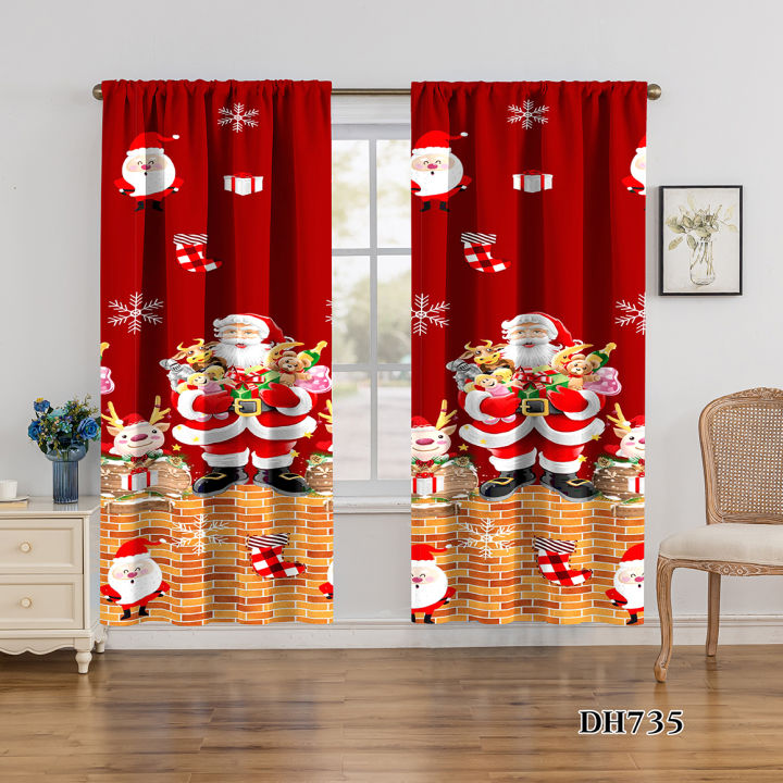 Christmas Curtain for Window Door 1PC 85*190CM Kurtina 5D Party Decor ...