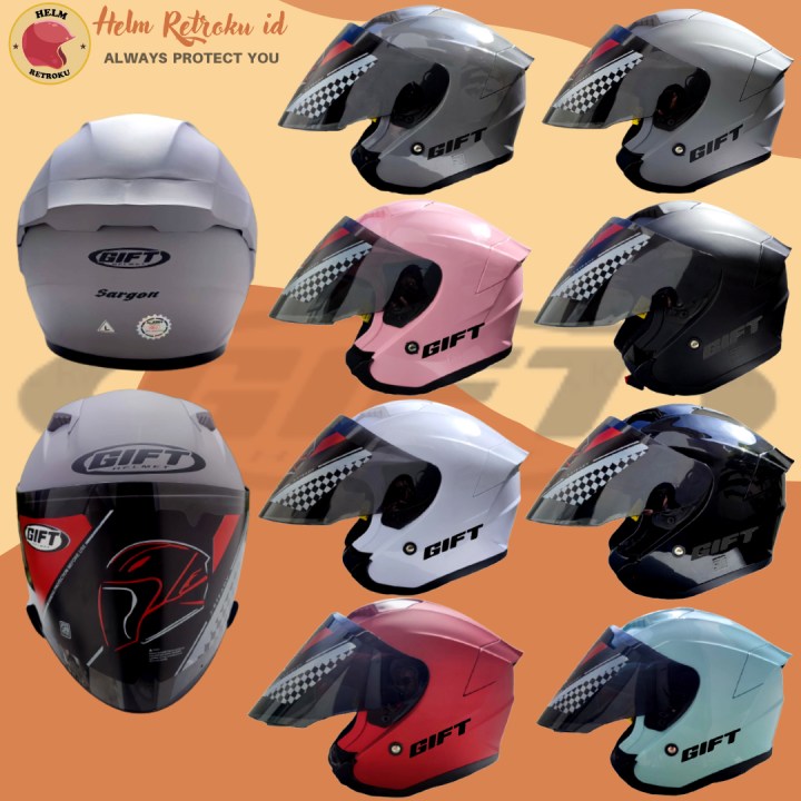 HELM GIFT SARGON HELM POLOS HALF FACE | SOLID PILIHAN KACA SMOKE DAN ...