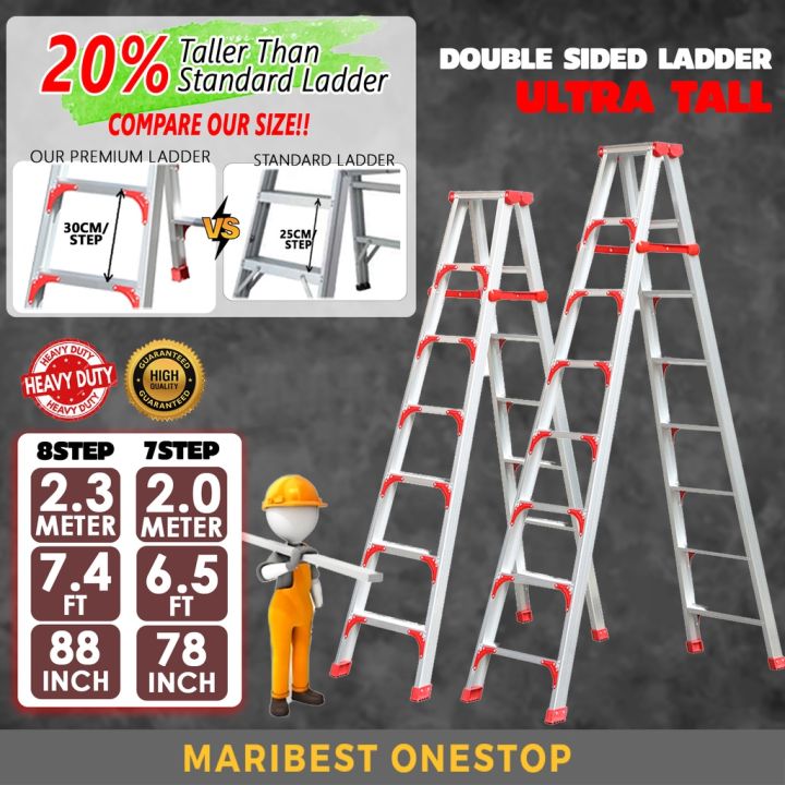 7 / 8 Step Ladderman Extra Tall Aluminium Double Sided Ladder Multi ...