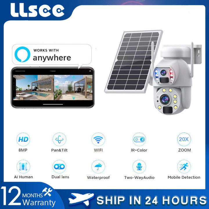 LLSEE UBOX CCTV 4G SIM card solar camera, wireless WiFi CCTV two lens ...