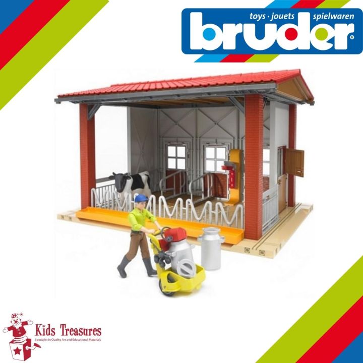 Bruder Cow Barn and Milking Machine 62621 with Bruder Woman Figure ...