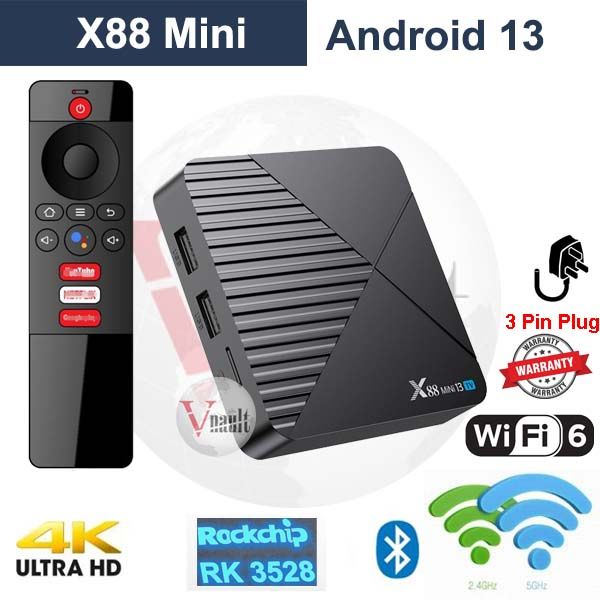 4K Android 13 Box Android Tv X88 Mini Rockchip RK3528 LAN WIFI 2.4G/5G/6G and Bluetooth | Lazada ...