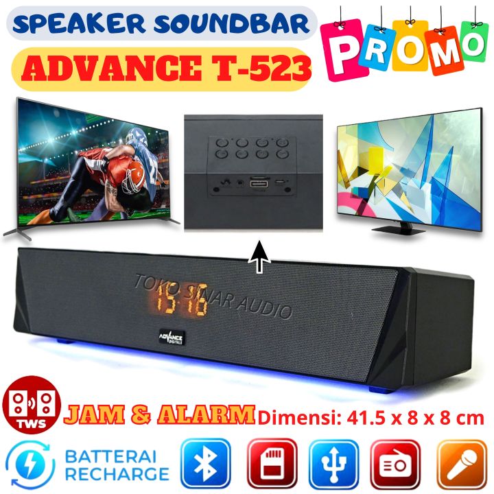 Speaker Advance T-523 Speaker Soundbar Portable LED Jam Alarm Clock T ...