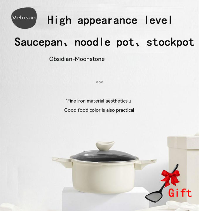 Velosan 24cm Iron Casserole with Glass Lid - Cream White | Lazada