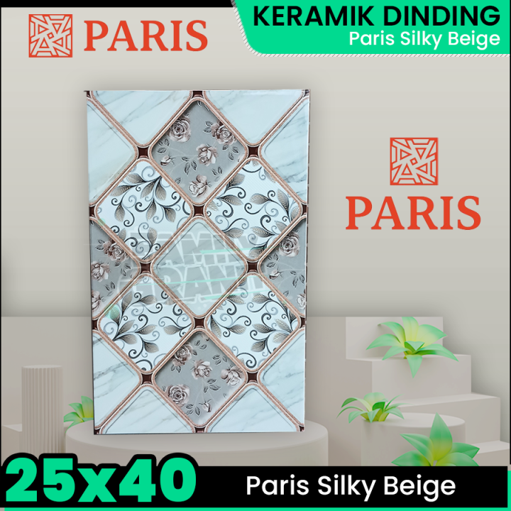Keramik Dinding 25x40 Paris Silky Beige Wall Tile Motif Batik Glossy ...