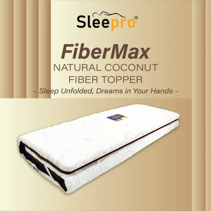 Sleepro Fibermax 2-Inch Natural Coconut Fiber Mattress Topper | Aloe Vera Fabric (Single/Super ...