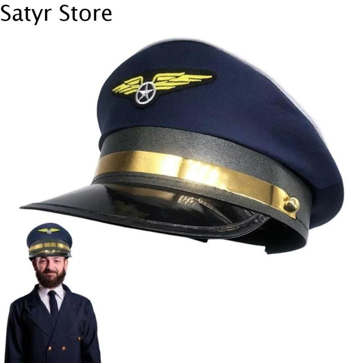 Costume Prop Pilot Hat Men Uniforms Airline Theme Uniform Pilot Cap ...