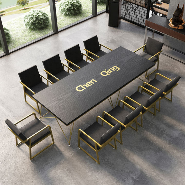 Nordic solid wood conference table long table loft long table desk ...
