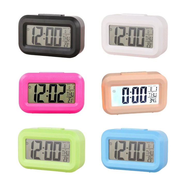 LED Desk Clock With Auto Dimming Snooze Calendar Temperature Display ...