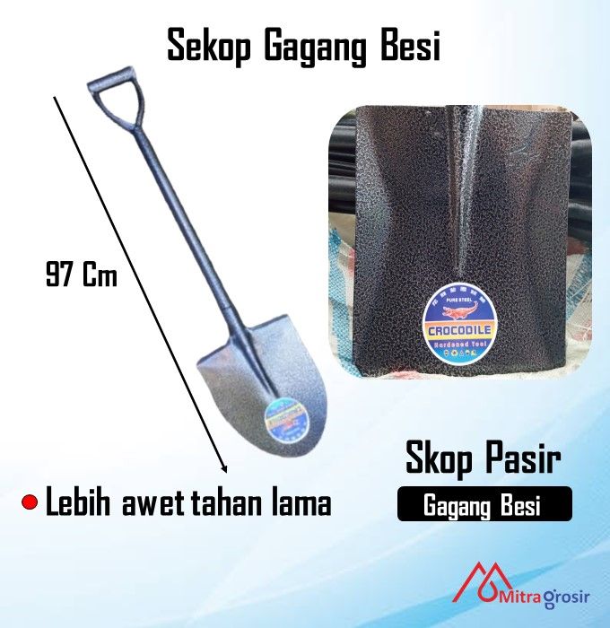Sekrop Pasir Skop Gagang Besi Lancip Rata / Sekop Pasir Crocodile ...