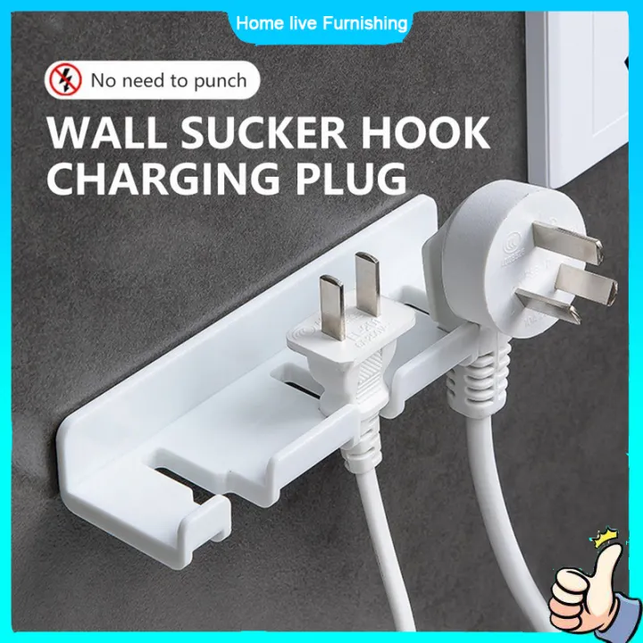 Plug Charger Hook Wall-mount Storage Rack Bathroom Kitchen Storage ...