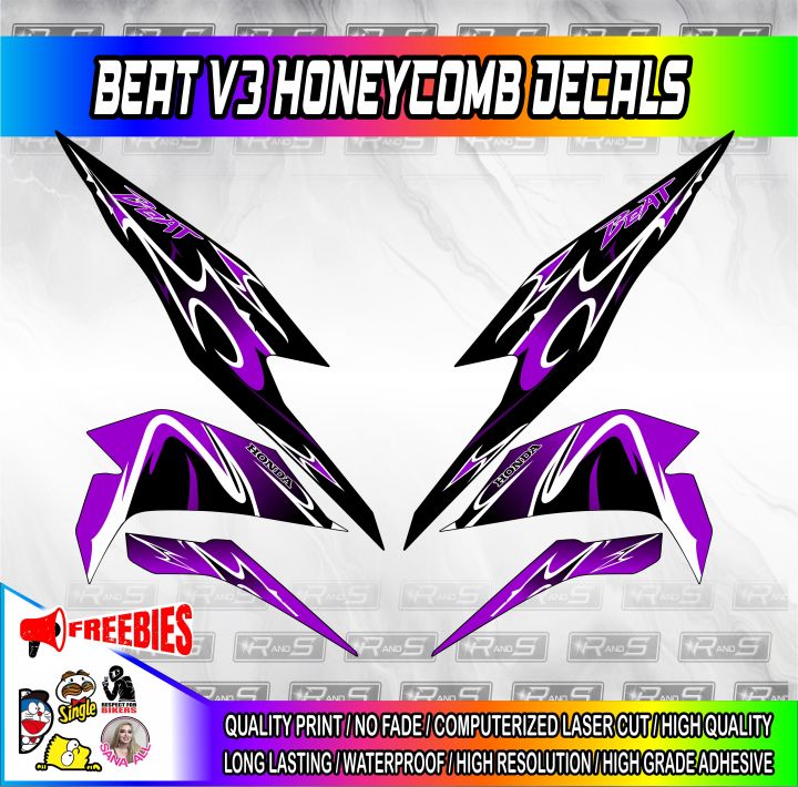 BEAT V3 HONEY COMB DECALS HD PRINT ( MORE COLORS AVAILABLE ) | Lazada PH