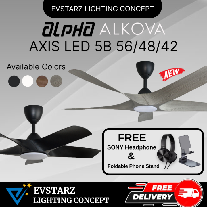 Alkova (ALPHA) Axis LED 5B 56/48/42 inches DC Remote Ceiling Fan | Lazada