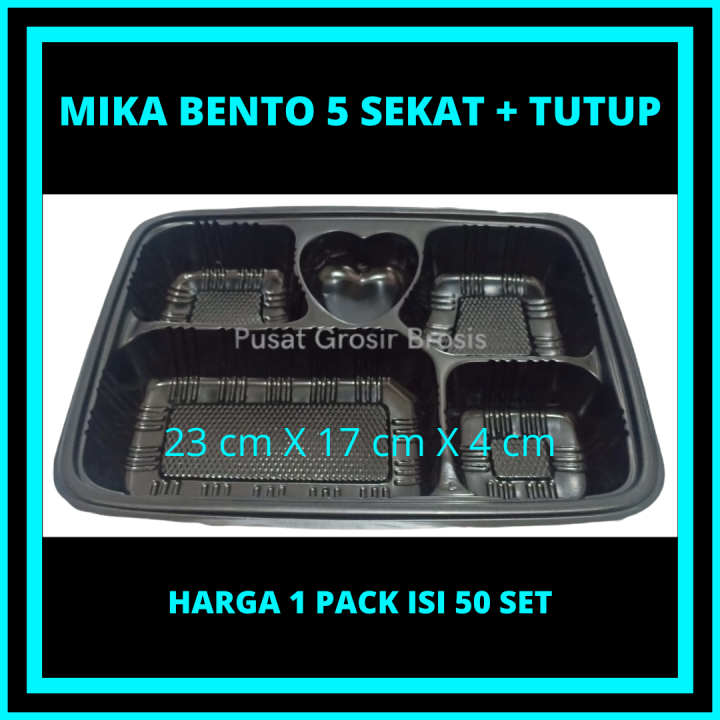 (ISI 50SET) Mika Bento 5 Sekat LOVE / Tray Bento Box 5 Sekat LOVE / 5 ...