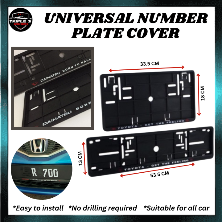Universal Number Plate Holder Black Long & Square Size Proton Perodua ...